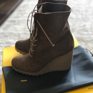 Fendi | Shoes | Fendi Tronchetto Crosta Terra Brown Suede Bootie | Poshmark
